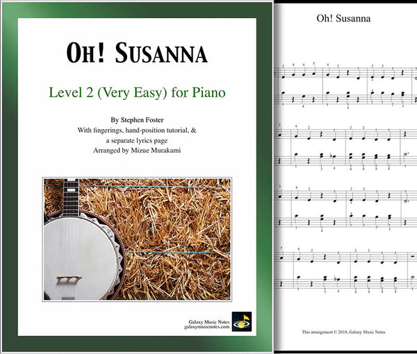 Oh! Susanna | Very easy piano sheet music | Stephen Foster