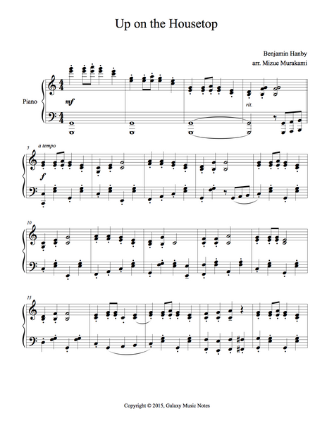 Up on the House Top | Advanced piano sheet music [Ragtime]