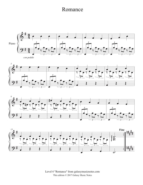"Romance" | Intermediate piano solo sheet music