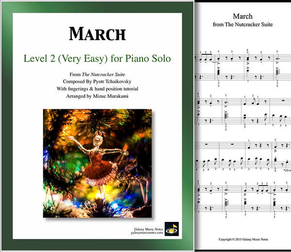 March [The Nutcracker] Very easy piano solo sheet | Tchaikovsky