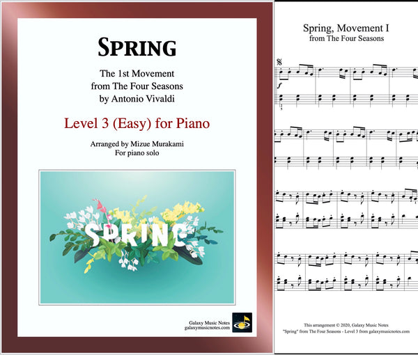 Vivaldi Four Seasons: Spring [MVMT-1] Easy piano solo sheet music